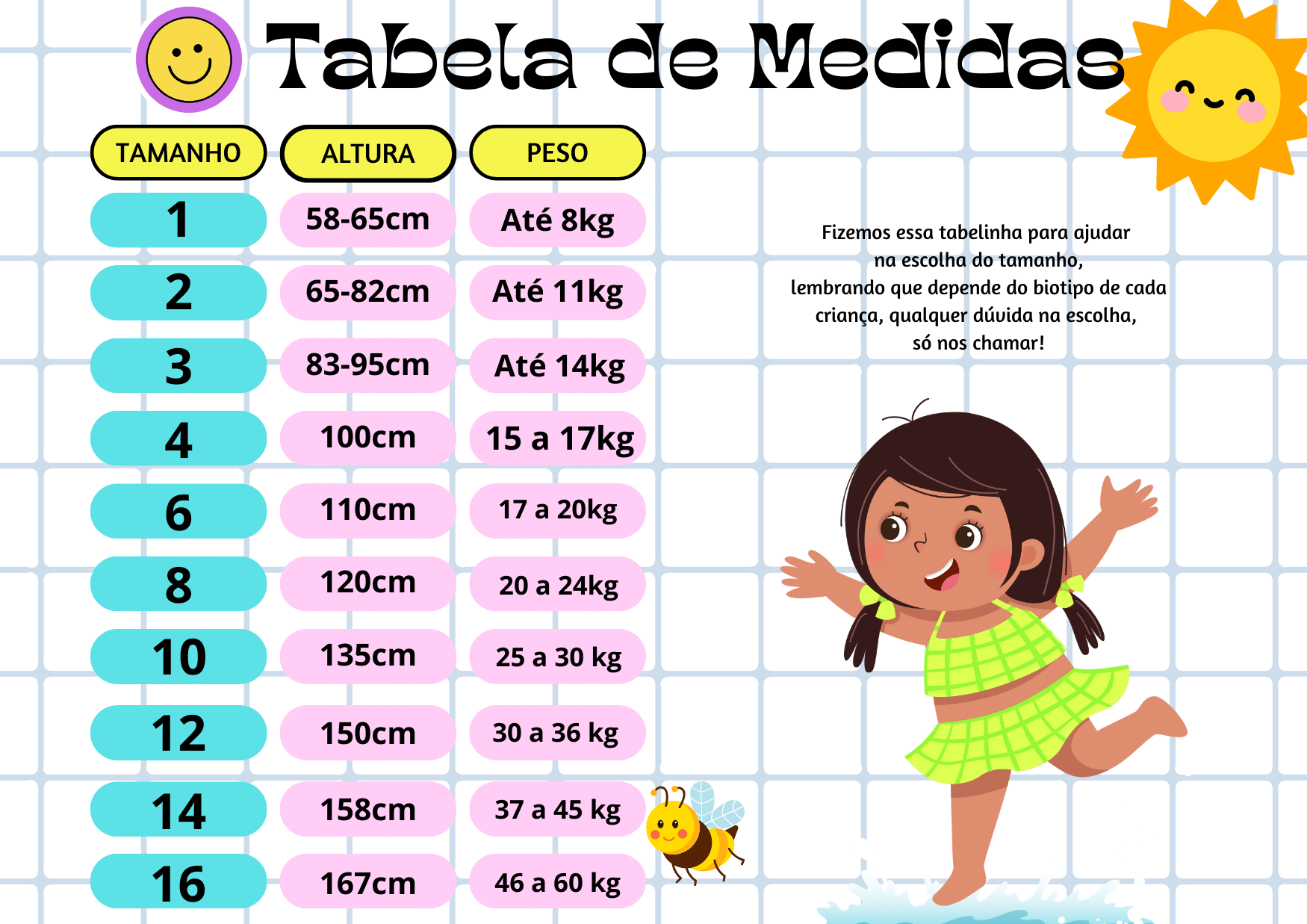 Loja online de Mini Flor Store Ltda - Guia de medidas